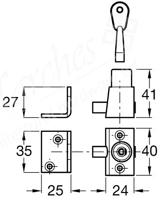 Sash Window Bolt With Std Key Wht - Sash window fittings - Window ...