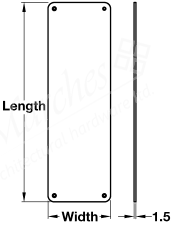 Push plate, various sizes, aluminium - Push plates - Door Furniture ...