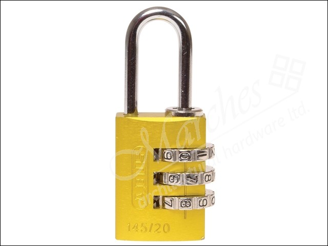 145/20 20mm Yellow Combination Aluminium Padlock 46572 - Marches ...
