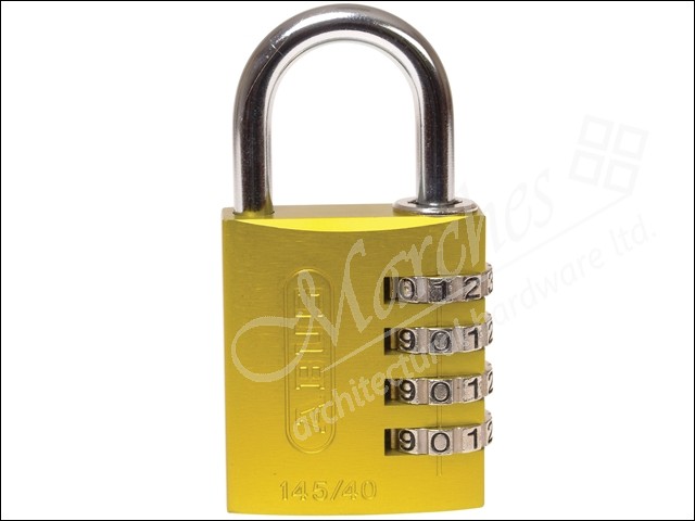 145/40 40mm Yellow Combination Aluminium Padlock 49535 - Marches ...