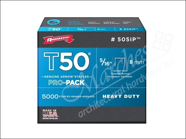 T50 Staples Box 5000 8mm - 5/16in - Marches Architectural Ironmongery