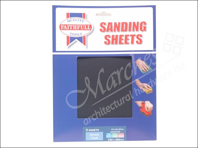 Emery Cloth Sheets 280 x 238 mm (3) Assorted - Marches Architectural ...