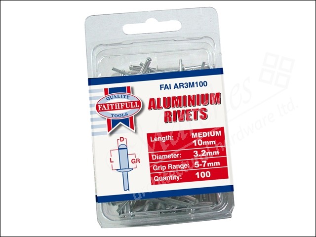 Aluminium Rivets 3mm Medium (Pack of 100) - Marches Architectural ...