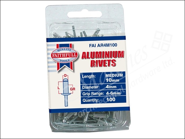 Aluminium Rivets 4mm Medium (Pack of 100) - Marches Architectural ...