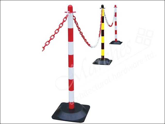 Plastic Post for Chain - Red / White - Marches Architectural Ironmongery