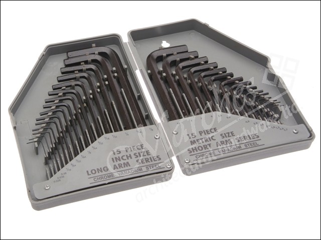 30 Piece Metric/A/F Hexagon Key Set - Mixed - Mixed Key Sets - Hexagon Key Sets - Hexagon Keys ...