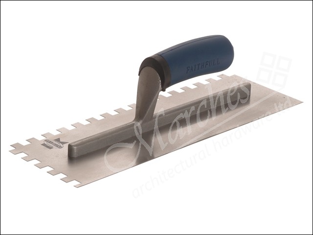 Notched Trowel Stainless Steel 13 x 4 1/2in Soft Grip Handle - Mastic ...