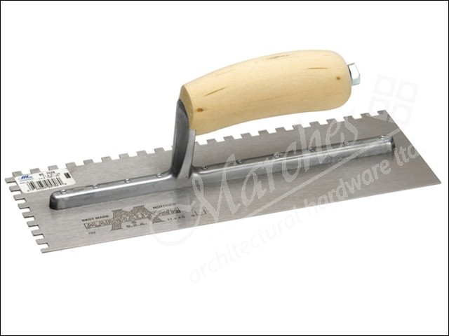 702S Square Notched Trowel - Wooden Handle - Mastic & Adhesive Trowels ...