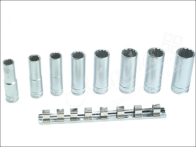 M1207 9 Piece Clip Rail Socket Set Metric-1/2in Drive - 1/2in Drive ...