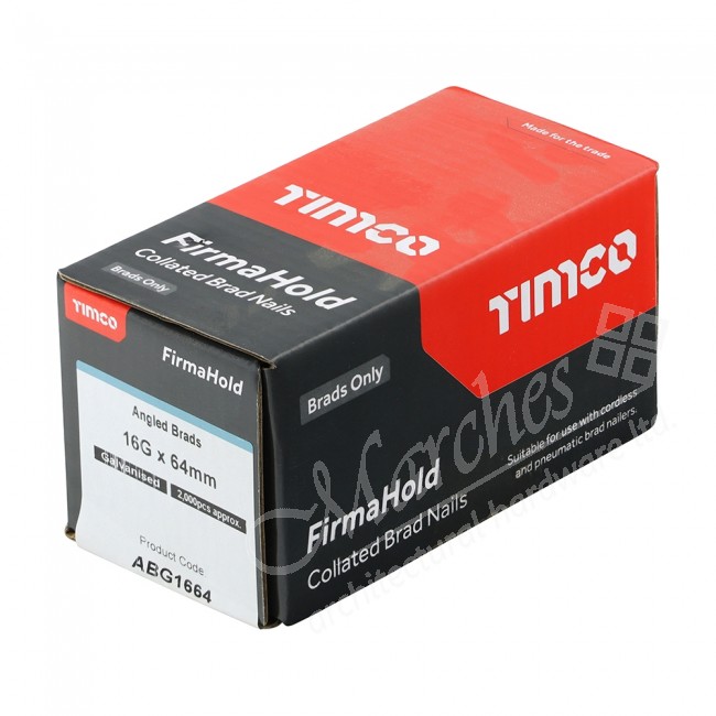 64mm Angled Brad Nails 16G (2000) - Galvanised - Air & Gas Gun Nails ...