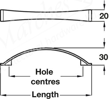 Odessa Bow Handle, 158mm (128mm cc) - Brushed Copper - 'D' handles ...