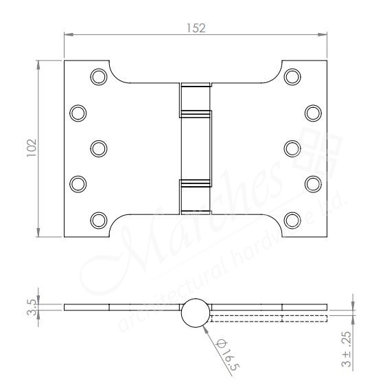 Parliament Hinge 4"x4"x6" - PVD (PR) - Parliament & Projection Hinges ...