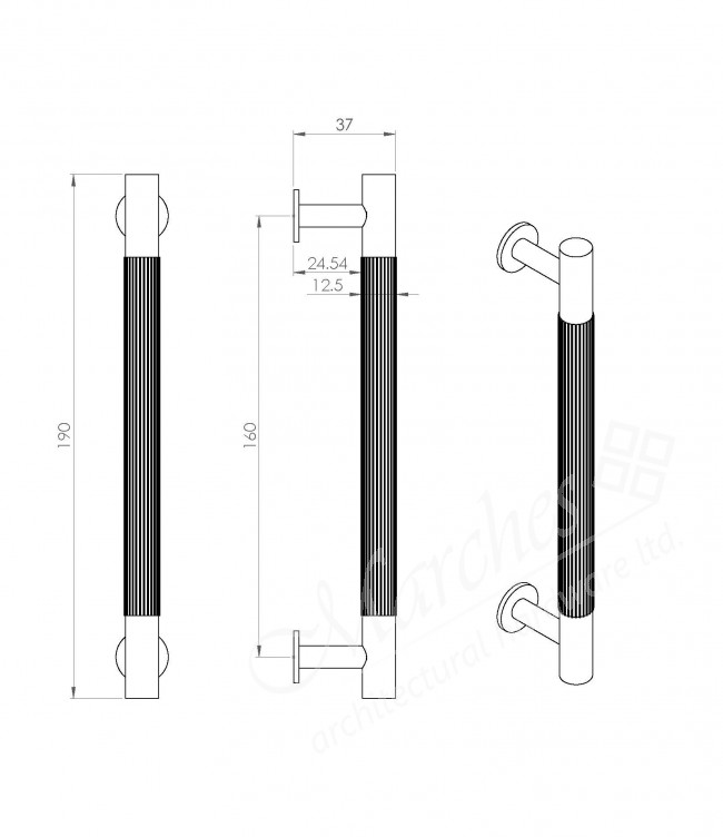 Lines Pull Handle 190mm (160mm cc) - Satin Brass - T-Bar Pull Handles ...