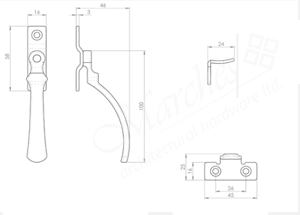Wedge Locking Casement Fastener - Satin Nickel - Casement Fasteners ...