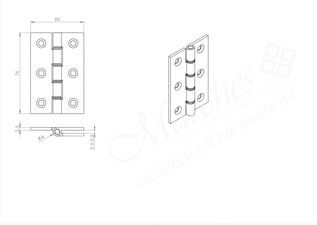 3" DPBW Butt Hinges (Pair) - Satin Brass - Hinges - Marches ...