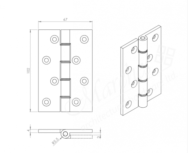 4" Double Phosphor Bronze Washered Hinge (PR) - Various Finishes ...