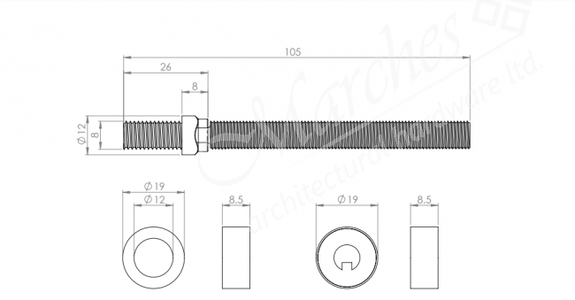 Back to Back Fixing Pack (For 19mm Handles) - Various Finishes - Fixing ...