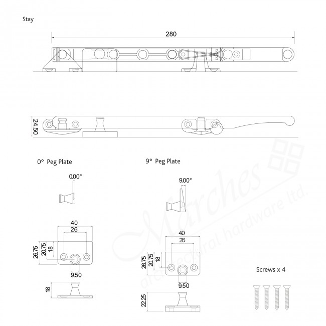 Craftsman 11" Non Locking Stay - Polished Chrome - Window Stays ...