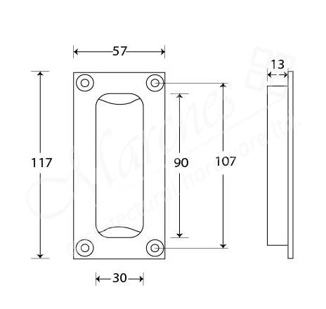 Blacksmith Flush Pull Handle - Various Finishes - Flush Pulls - Sliding ...