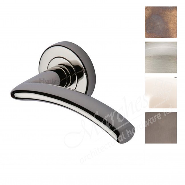Curved Lever on Rose Handle - Various Finishes - Lever Handles on Rose ...