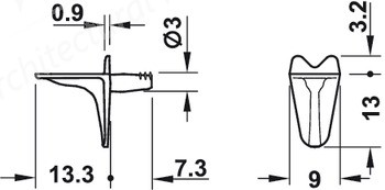 Shelf Support 3mm Plug in - Nickel Plated (100) - Shelf Supports ...