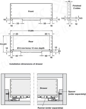 450mm Solid Oak Drawer - Drawer Runners - Cabinet & Kitchen Fittings ...