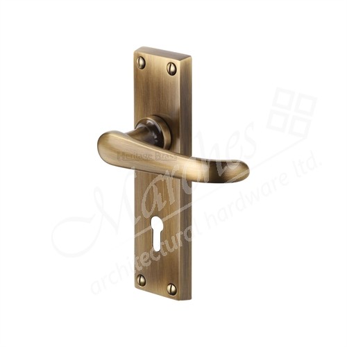 Victorian Lever on Backplate Set - Antique Brass - Lever Handles on ...