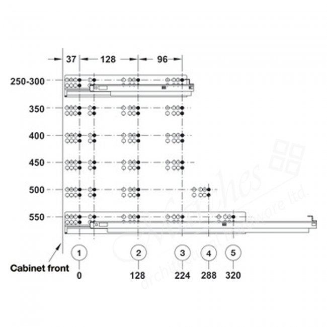 Concealed 500mm Push to Open Matrix Runner 30KG (pair) - Drawer Runners ...
