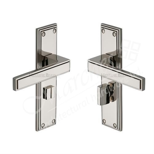 Stepped Art Deco Lever Handle on Backplate - Polished Nickel - Lever ...