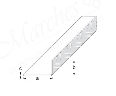 2.5m x 53.6mm x 29.5mm Unequal Sided Angle (Checkerplate) - Aluminium ...