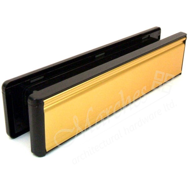 Gold & Black UPVC Letterbox 300 x 70mm - Letter Plates & Tidies - Door ...